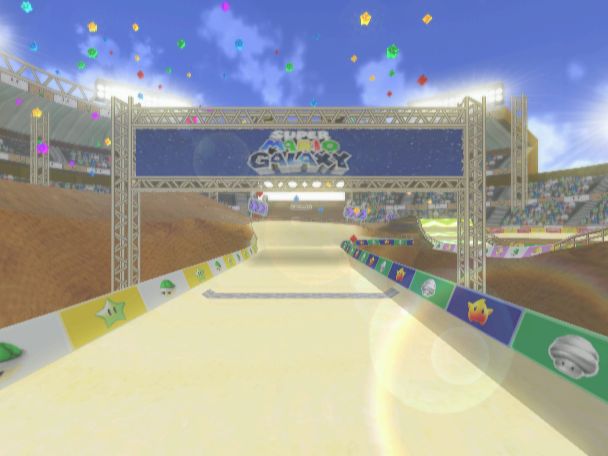 Athletic Stadium Galaxy (GCN Waluigi Stadium Texture) - Custom Mario Kart