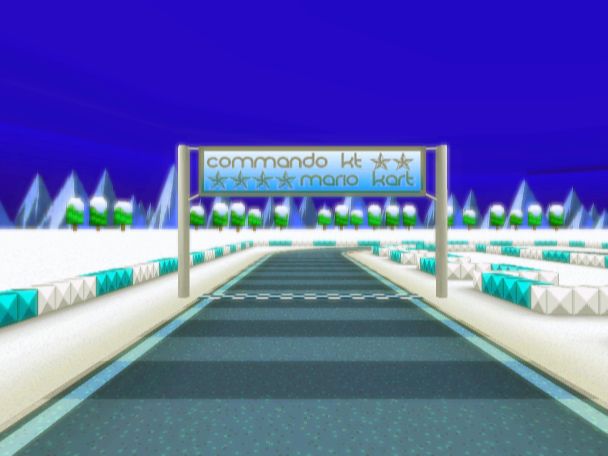 Snowy Mario Circuit 3 (SNES Mario Circuit 3 Texture) - Custom Mario Kart