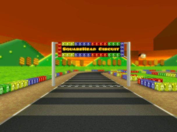 Square Head Circuit (SNES Mario Circuit 3 Texture) - Custom Mario Kart